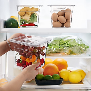 Sieral Clear 1/6 Size Food Pan Restaurant Containers with Lids Square Cambro Food Storage Polycarbonate Salad Bar Containers Commercial Hotel Pans for Kitchen Food Prep (10 Pcs, 6 Inch, 2 Quart)