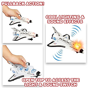 ArtCreativity Light Up Space Shuttle Toy, 1PC, Battery Operated Spaceship Toy with LEDs, Sounds, and Pullback Motion, Outer Space Party Decoration, Great Space Gifts for Boys & Girls, 6 Inches