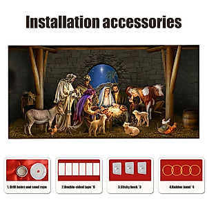 Christmas Garage Door Banner, 6x13ft Christmas Holy Nativity Backdrop, Hanging Xmas Garage Background, Holiday Background Sign, Indoor Wall Door House Decor
