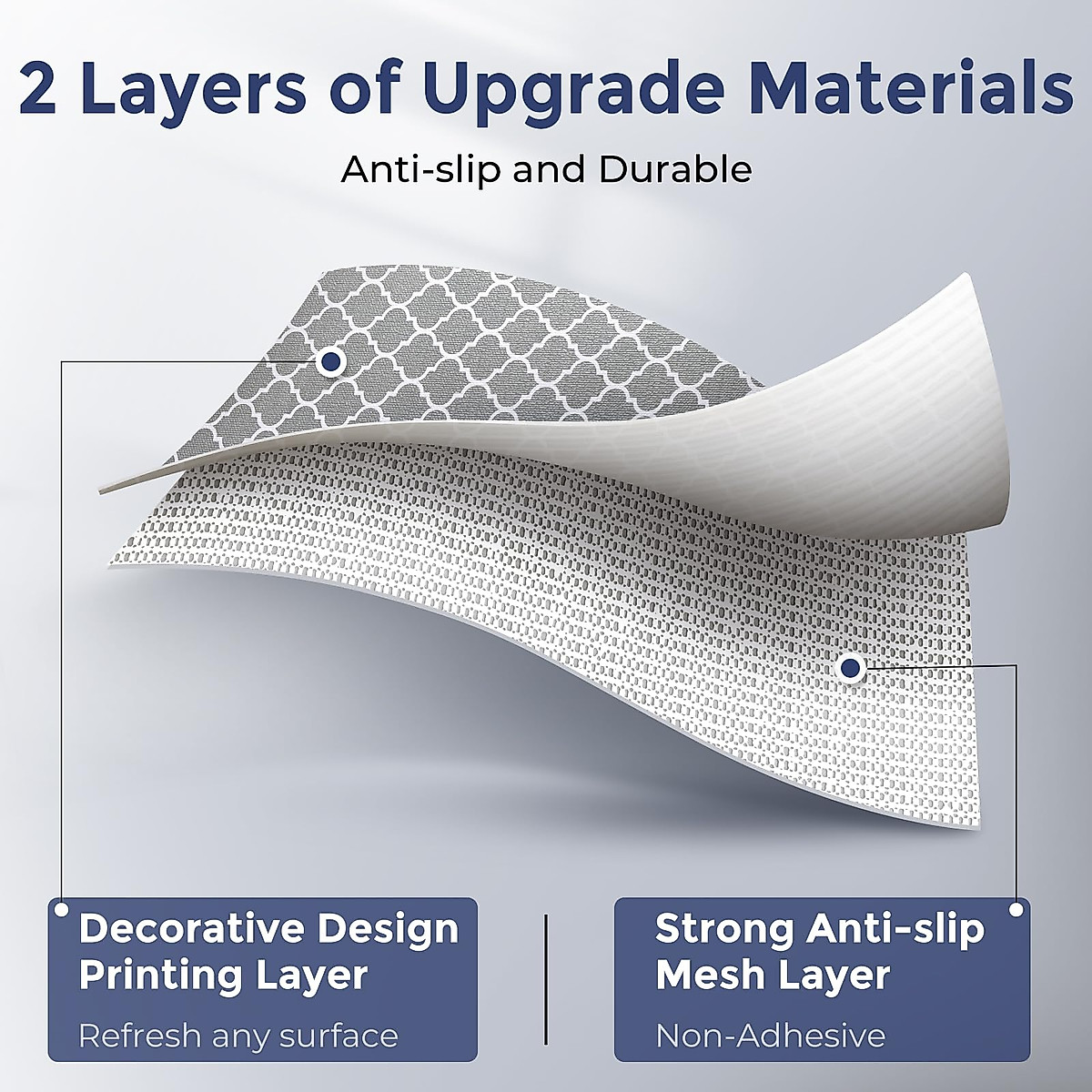 Coavas Drawer and Shelf Liner Non-Adhesive Cabinet Liners Strong Non-Slip Durable Waterproof Shelf Liner for Kitchen Shelves, Cupboard, Desks, Grey, 12 in X 10 FT