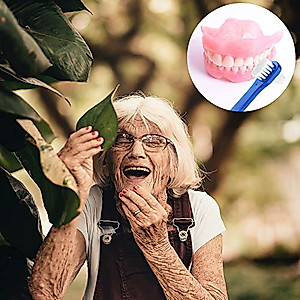 Denture Brush Dual Head Toothbrushes Hard Denture Cleaning Brush Denture Toothbrush Cleaning Brush False Teeth Brush Toothbrush for False Teeth Cleaning, 2 Colors (6 Pieces)