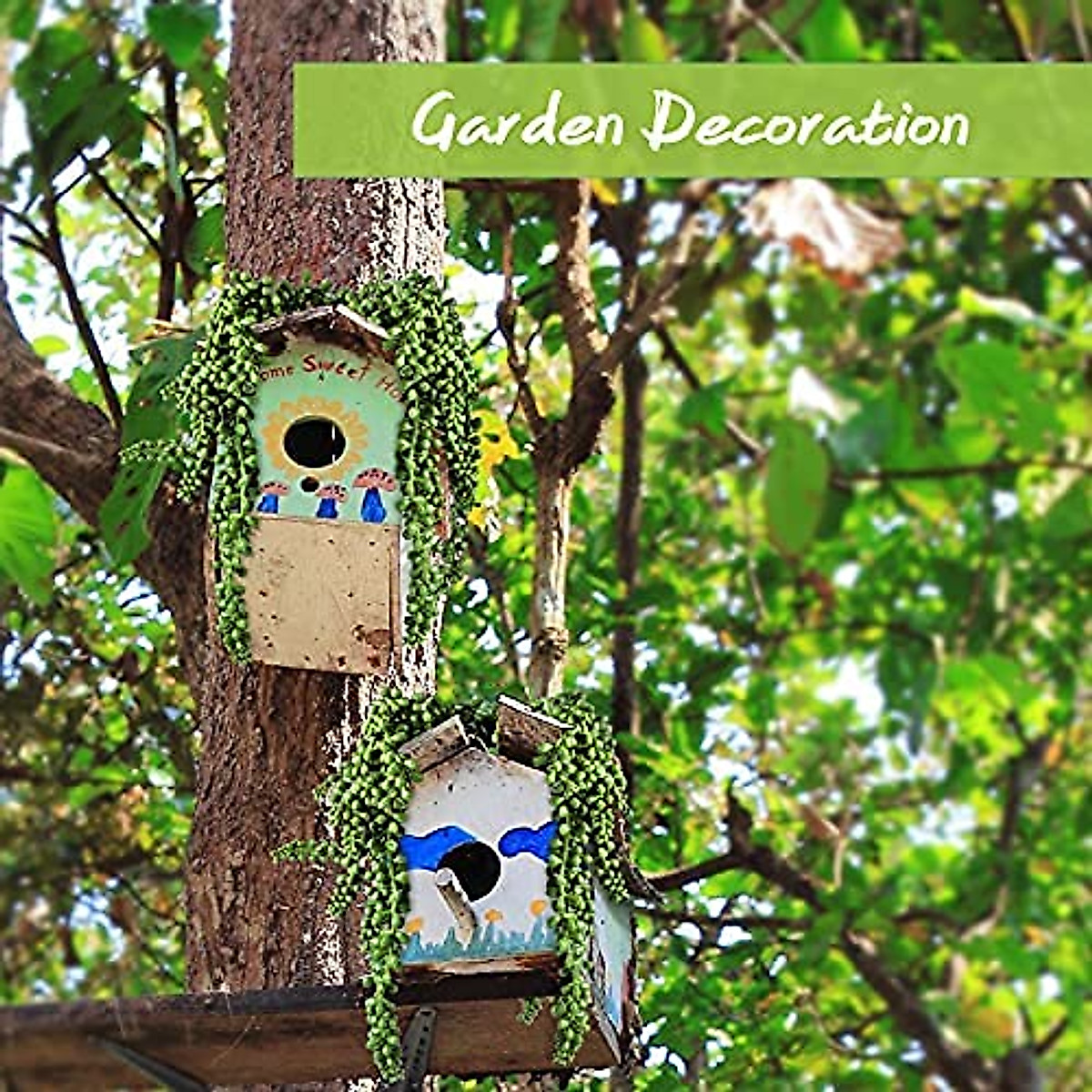 8 Pieces Artificial Succulents Hanging Plants Fake String of Pearls Realistic Hanging Succulents Plants Artificial for Wall Home Garden Decor (15.74 Inches Each Length)