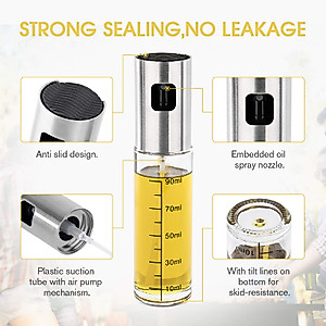 hotder Oil Sprayer for Cooking 2 Pack, Oil Sprayer Olive Oil Sprayer, Glass Oil Mister 100 ML Cooking Oil Sprayer with Brush Oil Dispenser Oil Spray Bottle for Kitchen, Air Fryer, Grilling and BBQ