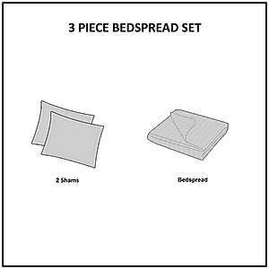 Madison Park Quebec Split Corner Quilted Bedspread Classic Traditional Design All Season, Lightweight, Bedding Set, Matching Shams, King(79" x81+24D), Damask Quilted Dark Grey 3 Piece