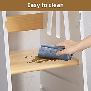 XJD Toddler Standing Tower Adjustable Height Thickened Toddler Wooden Kitchen Stool Helper - Ideal Kids Kitchen Step Stool for Learning New Skills Safety Feet (Nature)