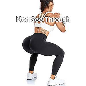 SEASUM High Waist Seamless Workout Legging for Women Side Shadows Booty Leggings Butt Lift Gym Yoga Pants Black M