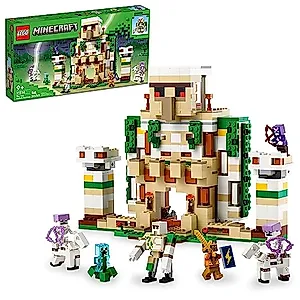 LEGO Minecraft The Iron Golem Fortress 21250 Building Toy Set, Playset Featuring a Crystal Knight and Golden Knight, A Fortress and a Giant Golem, Build and Display Minecraft Toy for 9 Year Old Kids
