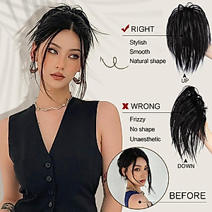 HMD Messy Bun Hair Piece Claw Clip Hair Bun Wavy Curly Chignon Hair Bun Extensions Tousled Updo Hair Buns Claw Clip Ponytail Hairpieces Hair Scrunchie with Clip for Women（2#）, 1PC