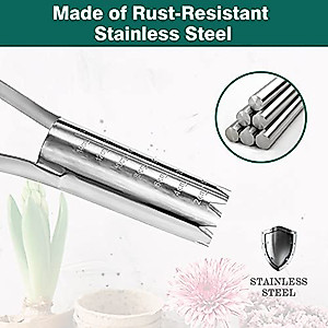 Berry&Bird Garden Bulb Planter with 6 inches Depth Mark, Garden Bulb Transplanter Tool with Woode Handle, Stainless Steel Soil Release Tool for Transplanting Digging Planting Flowers