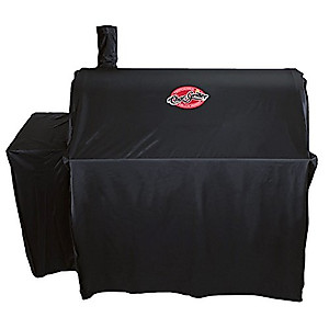 Char-Griller E82424 Smoker Side Fire Box Portable Charcoal Grill, Black & 3737 Outlaw Expandable Grill Cover, Black