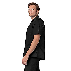 Adar Universal Scrubs for Men - Zippered Short Sleeved Scrub Jacket - 607 - Black - 2X