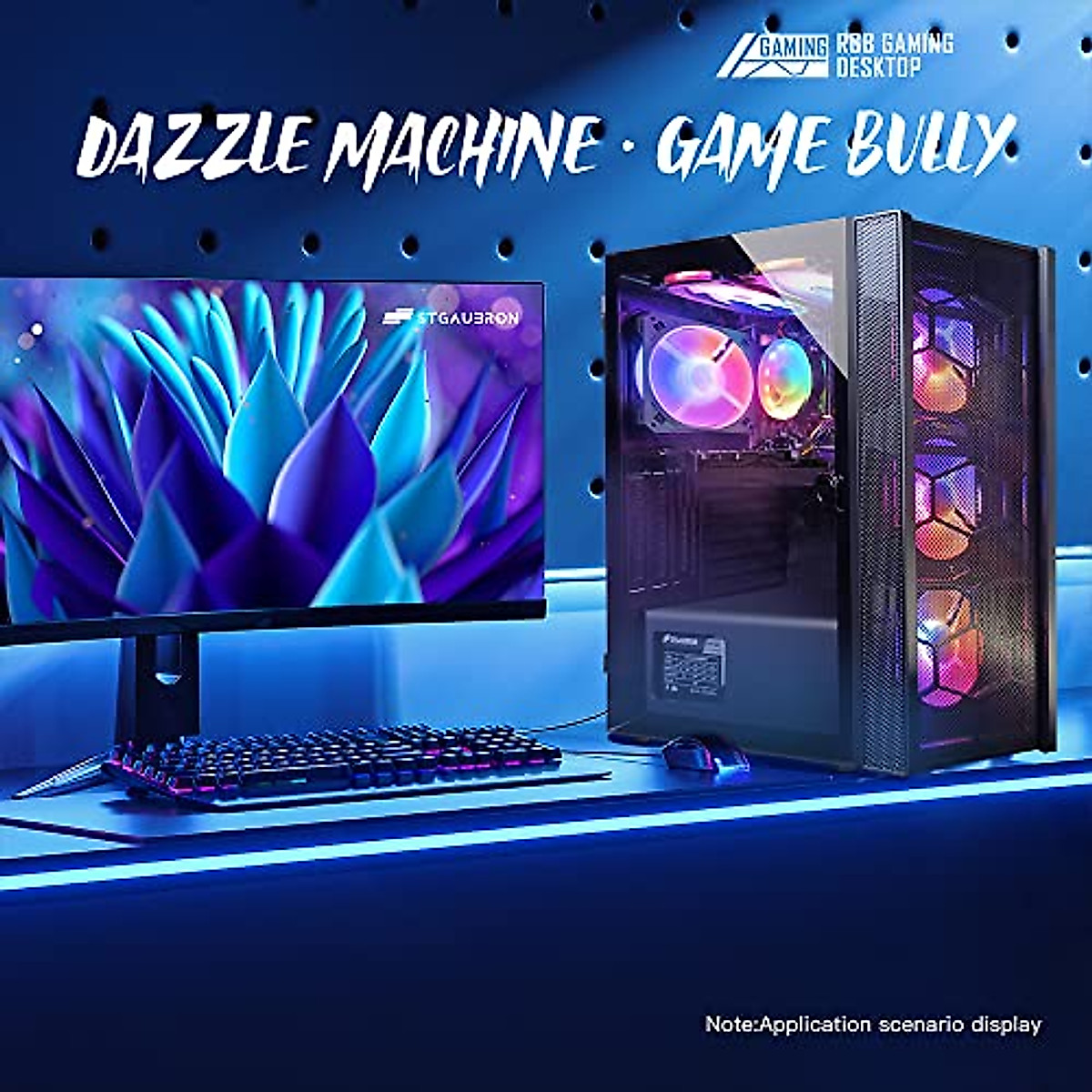 STGAubron Gaming Desktop PC,Intel Core i5-10400F up to 4.3G,GeForce RTX 2060 Super 8G GDDR6,16G DDR4,1T SSD,WiFi,BT 5.0,RGB Fan x6,RGB Keybaord&Mouse&MS Pad,RGB BT Sound Bar,RGB BT Gaming Mic,W11H64