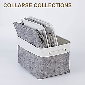 Araierd Storage Baskets for Shelves, Fabric Closet Storage Baskets Flodable Storage Baskets for Organizing Clothes, Toys, Rectangular(15" x 11" x 9.5" -Pack of 4)(White&Grey)