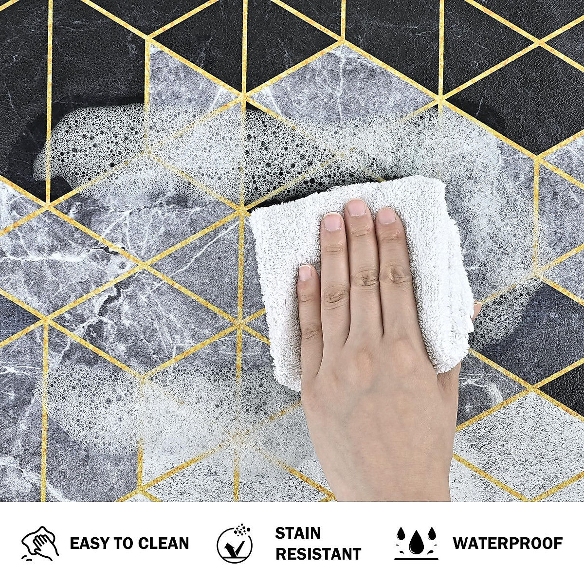 Kitchen Mats 3 Piece Set, Memory Foam Kitchen Rugs Mat Non Slip Washable for Floor, Modern Kitchen Mats Cushioned Anti Fatigue, Waterproof Kitchen Runner Rug, 18‘’ x 30‘’ + 18'' x 48'' + 18'' x 60''