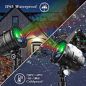 Christmas Projector Lights Outdoor, Led Christmas Laser Lights Landscape Spotlight Red and Green Star Show Waterproof with Remote Decorative Patterns for Indoor Outdoor Garden Patio Wall Holiday