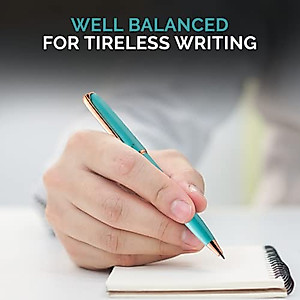 ZenZoi Turquoise Luxury Ballpoint Pen – Fancy Pen for Women W/Rose Gold Trim, Nice Gift Box & Schmidt Ball Point Ink Refills. Retractable, Executive Writing Pens For Journaling, Note Taking, Office
