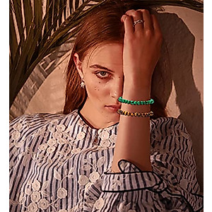 Jewdreamer 12PCS 6mm Gemstones Bracelets for Women Semi Precious Healing Crystal Stone Stretch Round Beaded Bracelet Handmade Energy Bracelets adjustable