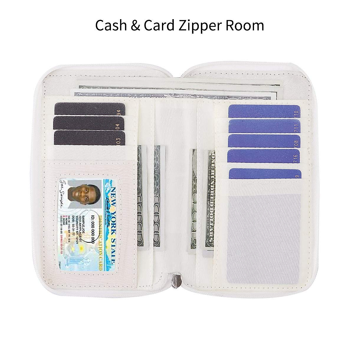 Women’s Double Zipper Clutch Wallet Cute Card Holder Ladies Purse with Wristlets and ID Window (Colored Leaves)