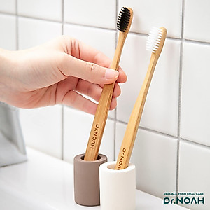 DR.NOAH Maru Bamboo Toothbrush, 6 Pack | Designed by Dentists | Waterproof & Durable Toothbrushes | Soft, Tapered, BPA Free Bristles | Compact Head | Zero Waste