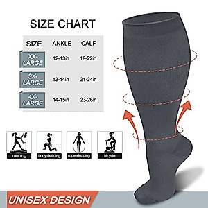 Diu Life 3 Pairs Plus Size Compression Socks for Women and Men Wide Calf Extra Knee High Support for Circulation