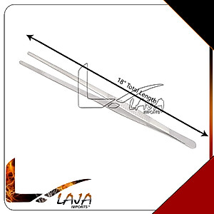 Laja Imports Stainless Steel Extra-Long 18 Inch Tongs Tweezers With Precision Serrated Tips For Garden, Kitchen, Indoor & Outdoor for Educational Use
