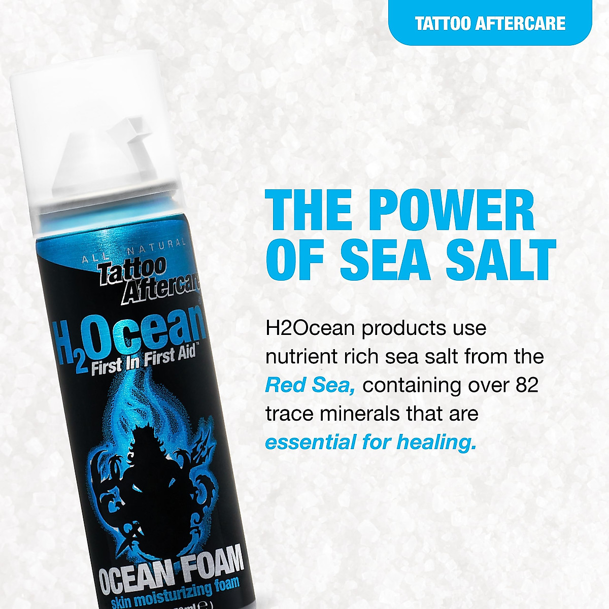 H2Ocean Ocean Foam Tattoo Aftercare, Water Based Ink Sealer & Skin Moisturizer 2oz