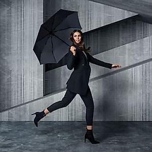 Knirps A.200 Medium Duomatic Automatic Open Close Rain Umbrella - Compact Windproof Umbrella for Rain - Durable Travel Umbrella for Adults - 97cm Diameter Retractable Umbrella & Carrying Case, Grey