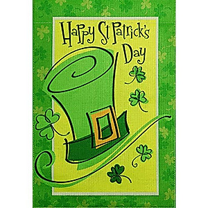 Boao St Patrick's Day Garden Flag Shamrock Double Sided Irish Shamrock Yard Flag Holiday Decorative Flag 12 x 18 Inch for St Patrick's Day Indoor Outdoor Decoration