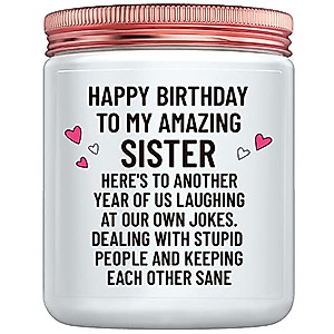 Birthday Gifts for Sister from Sister Funny Birthday Gifts for Women My Soul Sister Sister-in-Law 21th 29th 30th 40th 50th 60th Year Birthday Lavender Candle