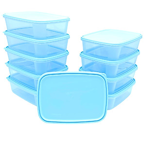 10 Pack To Go Food Storage Containers | Medium Size Rectangular Food Storage That Holds up to 35 Ounces of Food, Solids, or Liquids 35oz (4.22 cups) Leak Proof Microwave Freezer Dishwasher Safe