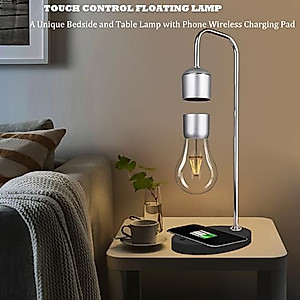 FloatGo Magnetic Levitating Lamp with Wireless Phone Charging Pad for iPhone Pro Max Floating Light Bulb LED Night Light Table Lamp Levitation Desk Lamp for Home Decoration Christmas Gift