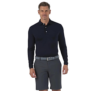 IBKUL Men's Athleisure Wear Sun Protective UPF 50+ Icefil Cooling Tech Long Sleeve Polo 95199 Charcoal Solid L