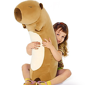 Tezituor Long Capybara Plush Body Pillow, 39.5” Cute Capybara Stuffed Animal Soft Sleeping Throw Pillow Plush Toy Pillow Birthday Christmas for Kids Girlfriends