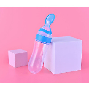 Baby Food Feeder Silicone Squeeze Feeding Spoons - Safe and Convenient Feeding Solutions for Boys, Girls, Kids, and Toddlers -Blue