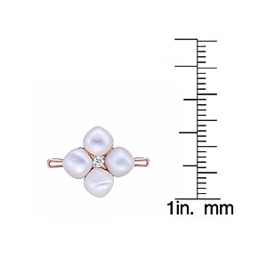 Lavari Jewelers Four Petal Flower Ring for Women - Pink Mother of Pearl & Cubic Zirconia in 925 Sterling Silver - Hypoallergenic Rose Gold Plated - Statement Anniversary Ring Size 6