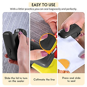 Ailgely Mini Bag Sealer, 2 In 1 Portable Heat Sealer and Cutter,Handheld Heat Vacuum Sealer,for Snack Plastic Fresh Bags Cookies Food Storage (Battery No Included)
