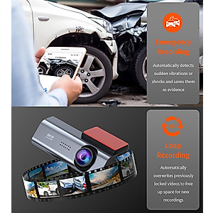 Cosuvow Dash Cam 4K Front Dash Camera for Cars 2160P WiFi Dashcam with APP Wireless Car Camera 24 Hours Parking Mode WDR Free 32G Card G-Sensor Loop Recording