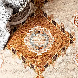 Safavieh Aspen Collection 2'3" x 8' Brown/Blue APN126T Handmade Moroccan Boho Tribal Wool Entryway Foyer Living Room Bedroom Kitchen Runner Rug