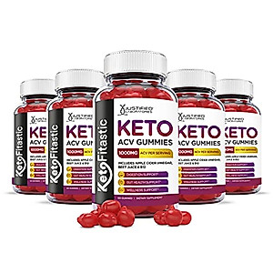Justified Laboratories (5 Pack) Ketofitastic Keto Gummies 1000MG ACV with Pomegranate Juice Beet Root B12 300 Gummys