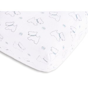 SwaddleDesigns Softest Cotton Muslin Fitted Crib Sheet/Toddler Sheet for Baby Boy & Girl, Blue Doggie & Starball