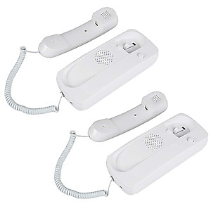 Maxmartt 2 Pcs Wired Intercom Phone AC DC Two Way Intercom Doorphone Home Room Intercome Phone Indoor Telephone Audio Non-Visual Interphone for Villa Home Office