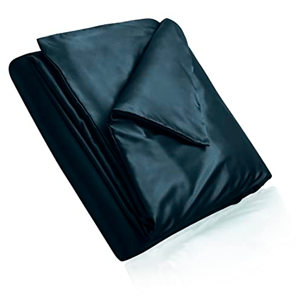 Homiest 90"x90" Duvet Cover for Weighted Blanket, Deep Sea Blue Satin Weighted Blanket Cover with 8 Ties, Silky & Removable Zippered Duvet Cover Heavy Blanket Duvet Cover for Adults