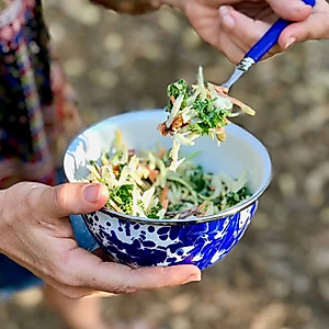 Golden Rabbit Enamelware - Cobalt Swirl Pattern - Set of 4-3cup Salad Bowls