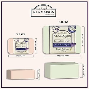A LA MAISON Sweet Almond Bar Soap - Triple French Milled Natural Moisturizing Hand Soap Bar (3 Bars of Soap, 8.8 oz)