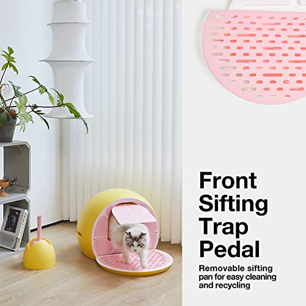 VETRESKA Covered Cat Litter Box, Enclosed Large Cat Litter Box Top Entry Kitty Litter Box with Lid Litter Scoop, Sifting Hooded Kitten Litter Box Drawer Cat Toilet, Perfect for Medium and Large Cats