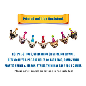 Chihuahua Dog Birthday Garland, Funny Chichi Portraits Party Decor, Dog Face Bunting Banner