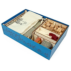 The Broken Token Board Game Organizer - Carcassonne Compatible Wood Storage Box with Multiple Trays, Rows and Dividers