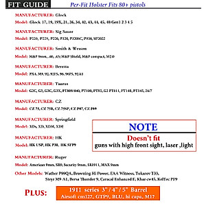 Multi-Fit Gun Holster Fits 80+ Pistols, OWB Tactical Holster for Glock/Sig Sauer/CZ/Ruger/Springfield/Beretta/S&W M&P/1911/Taurus/HK/CZ/Walther, 360° Adjustable Open Carry Holster - Right Handed