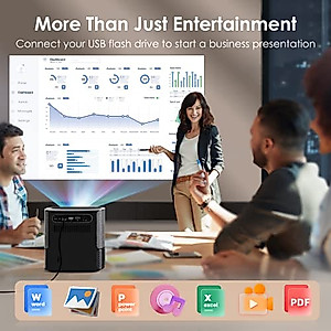 MUDIX Native 1080P Projector, 5G WiFi Projector 4K Support, 4P Keystone&Zoom Outdoor Movie Projector with Remote Control HDMI AUX USB, Portable Video Projector for Laptop/Phone/Switch/PPT/iOS/Android