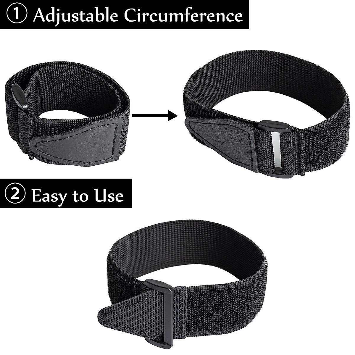 6 Pcs Bicycle Pant Leg Straps Adjustable Cycling Ankle Safety Band Multipurpose Black Elastic Magic Fastening Belt with Buckle for Riding Climbing Fishing Outdoor Sports (1.5”x13.8”)